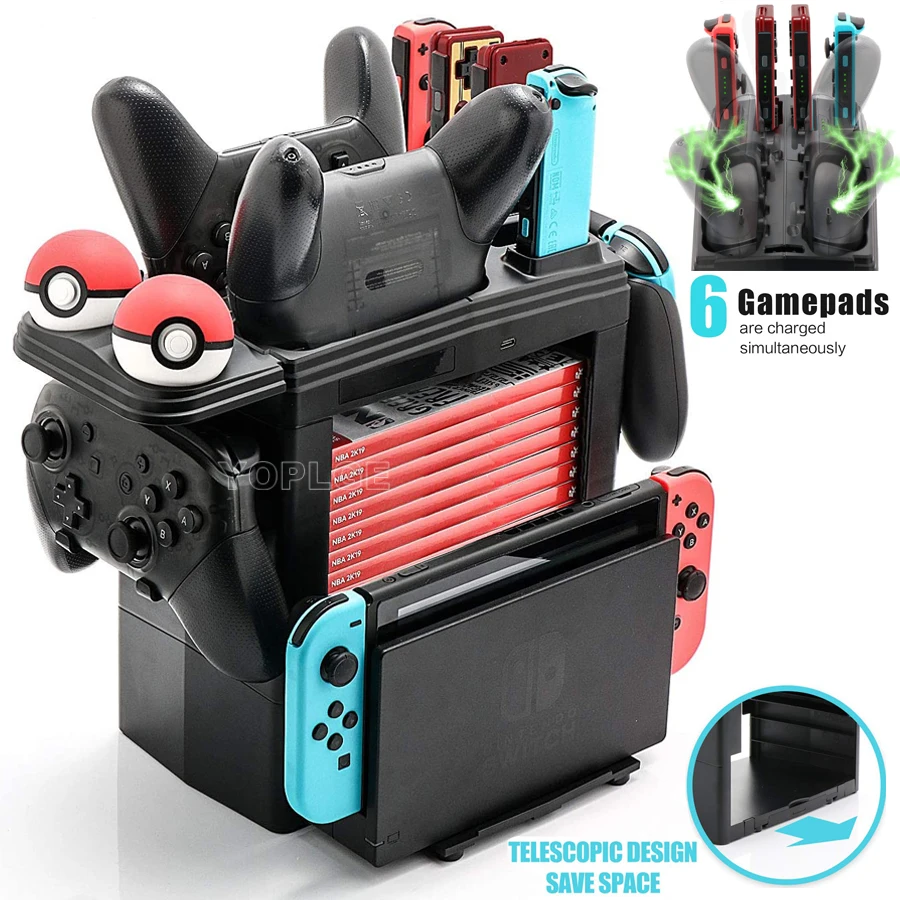 Nintend Switch Charging Dock Stand Accessories Storage Base Games ...