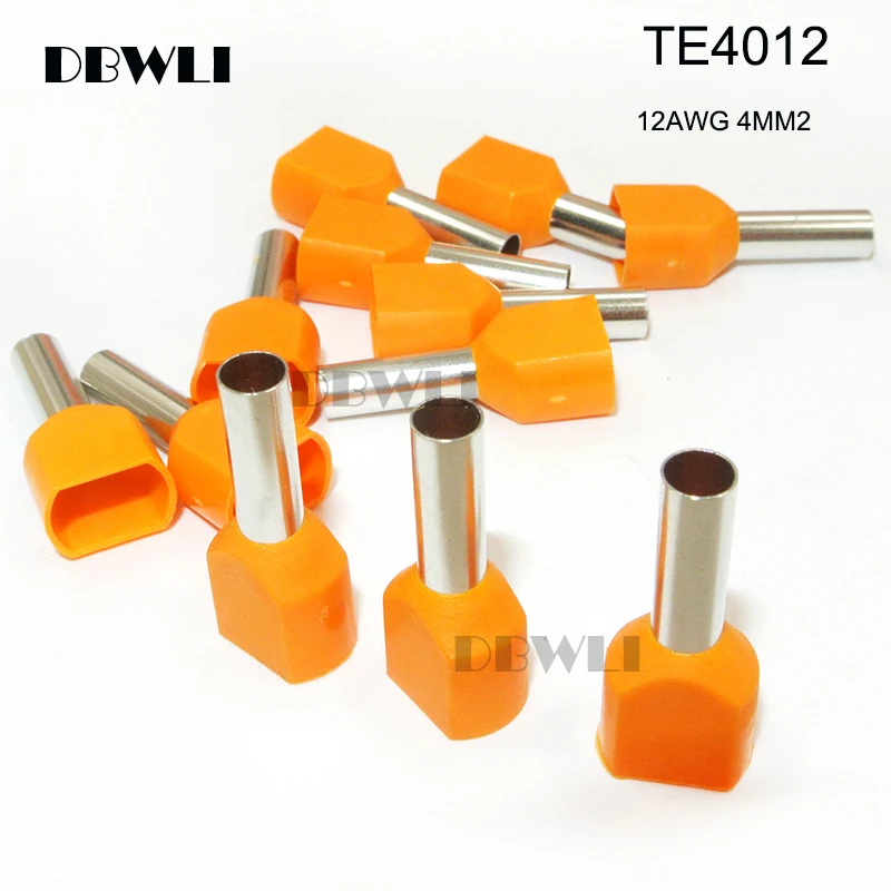100 шт. двойной терминал шнур Медь ОБЖИМНАЯ Изолированная клемма TE ...
