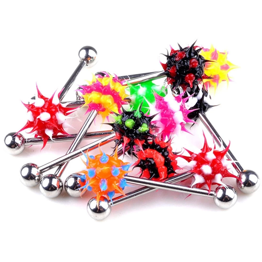 5pcs Lot Wholesale Colorful Silicone Ball Spike Tongue Barbells Chic ...