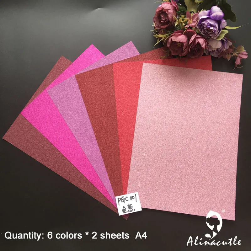 12pc-6-colors-x-2sheet-Cardstock-Paper-Card-Stock-Color-Shades-Glitter ...