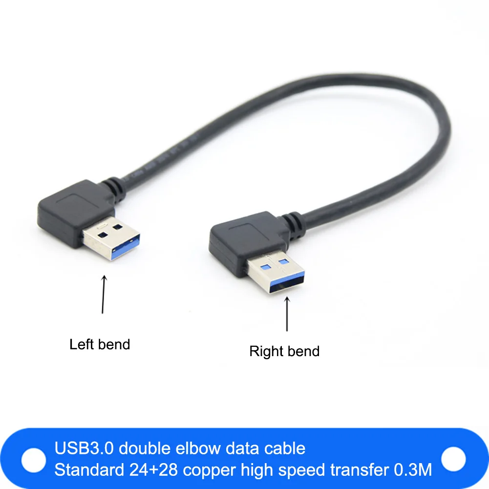 USB 3.0 Type A Male 90 Degree Left Angled to USB 3.0 A Type Right ...