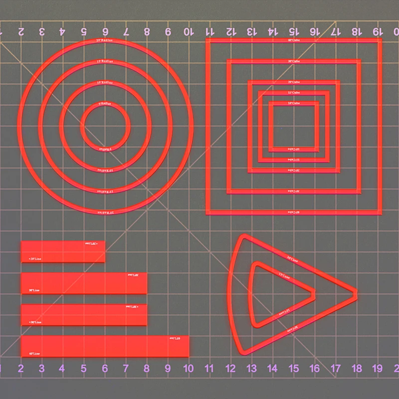 Area of Effect Spell Templates Set of 15 (Included Cube, Cone, Circle ...