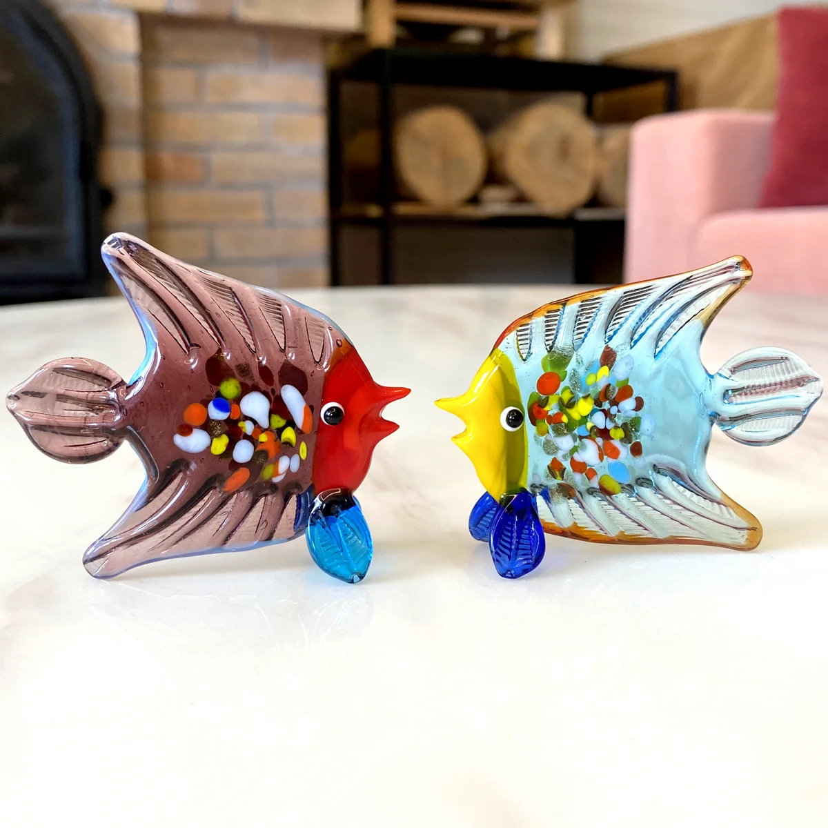 Crystal Fish Figurine Glass Hand Blown Tropical Fish Modern Animal ...