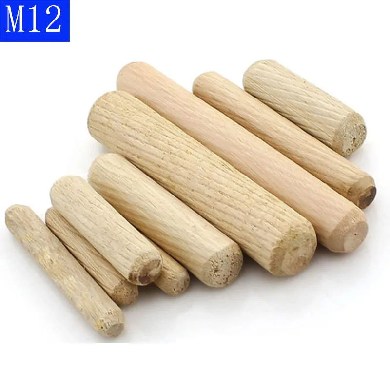 M12 Wood Dowel Pins Hardwood Multi-Grooved Chamfered Flutted Beech Wood