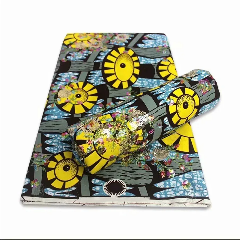 Latest Sequins African Fabrics 100% Cotton Batiki Wax Prints Kitenge ...