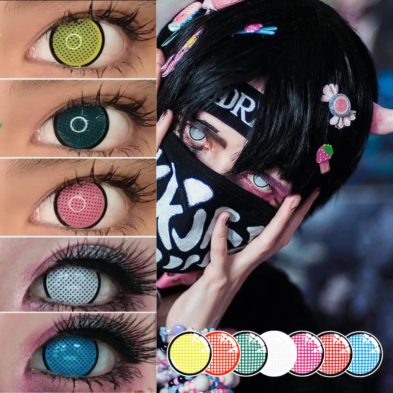 2pcs/pair Multicolored Lenses Anime Cosplay Mesh Series Color Contact ...