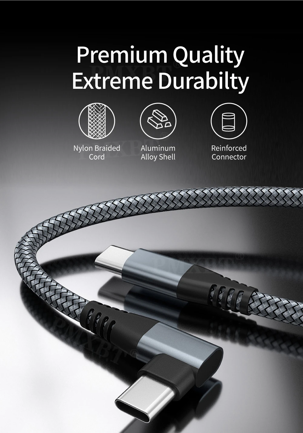 Double Type C Cable 90 Degree Right Angle Elbow Data Cord 60w Pd Fast ...