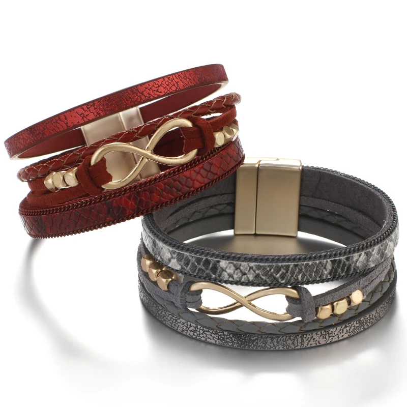 Amorcome браслет из красной кожи для женщин, браслеты и браслеты с ...