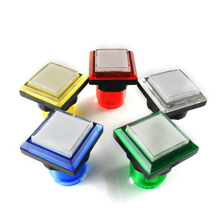 Arcade-Button-33mm-LED-Illumilated-Light-Lamp-With-Microswitch-Arcade-Video-Game-Player-Square ...
