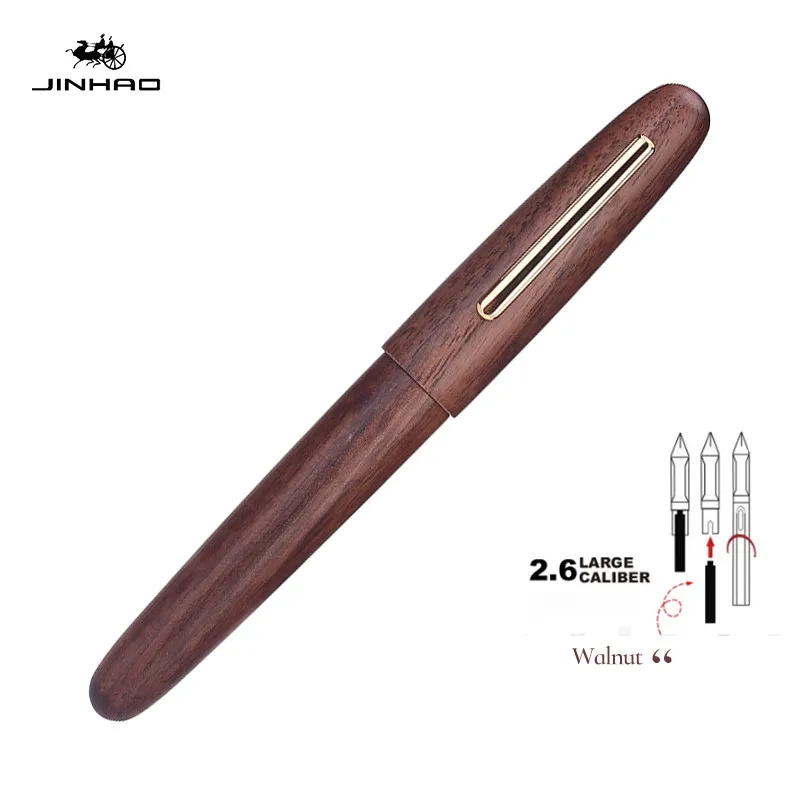 Jinhao 9056 caneta fonte de madeira, conversor, tinta, material de ...