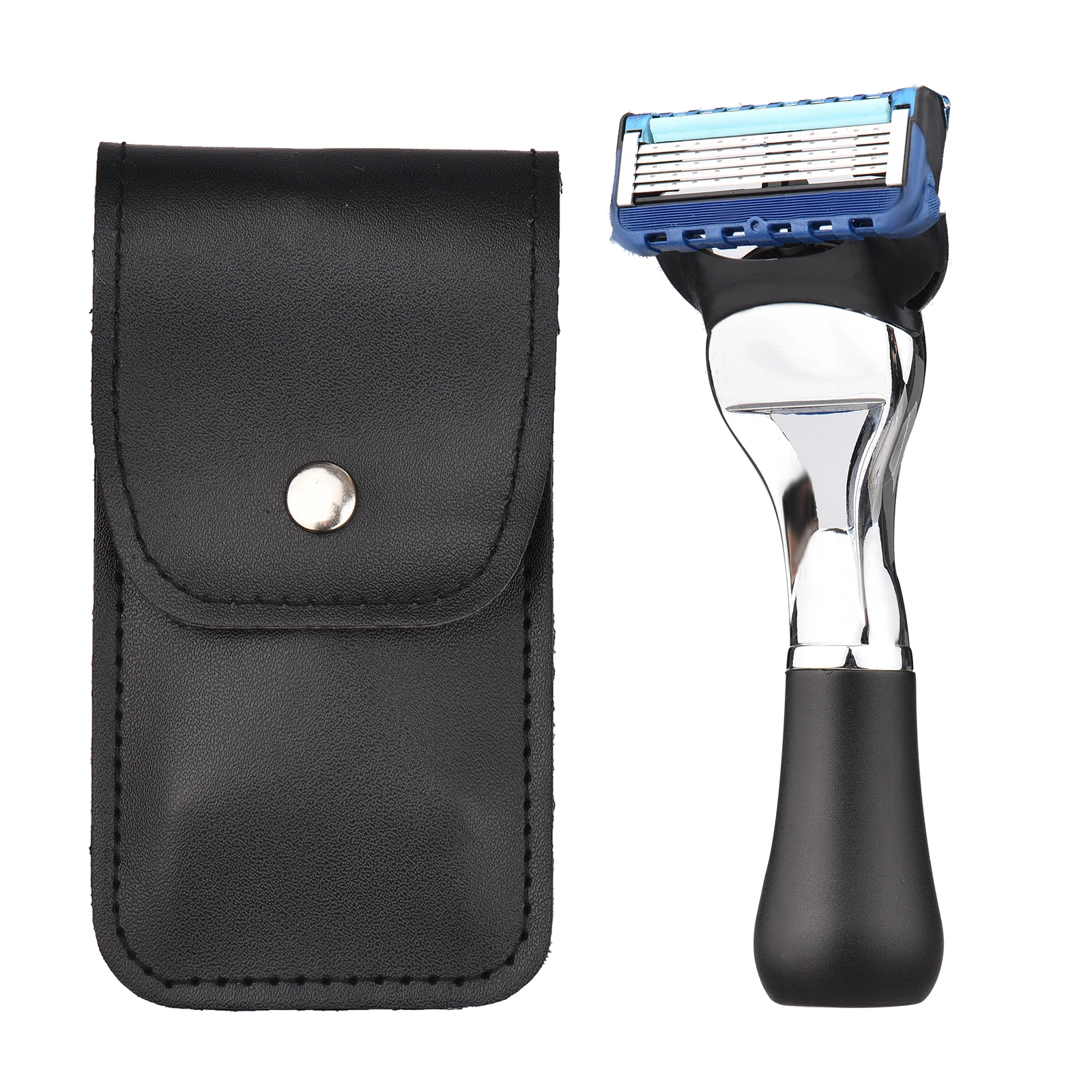 Shaving Razor with PU Storage Bag Safety Beard Razor Metal Mustache ...