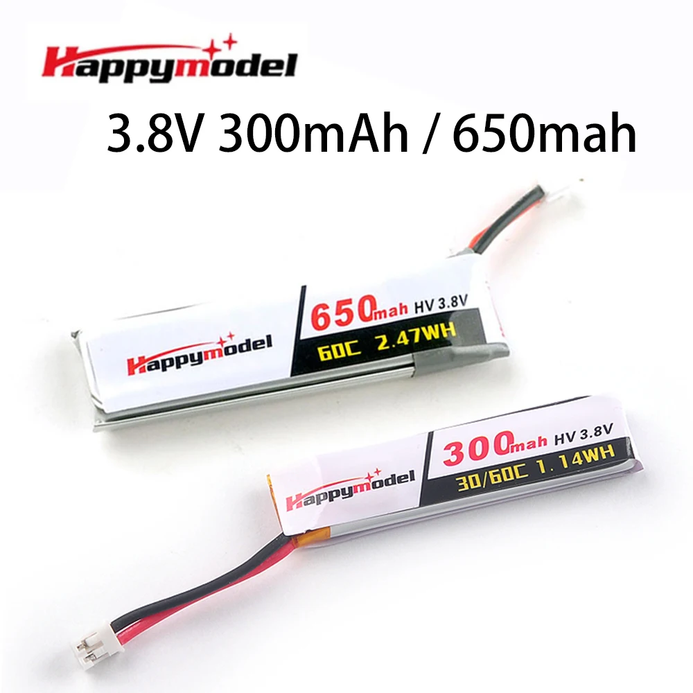 Happymodel batería Lipo de alto voltaje para Dron, 3,8 V, 300mAh/650mah, 30C, 1 2S, enchufe PH2 ...