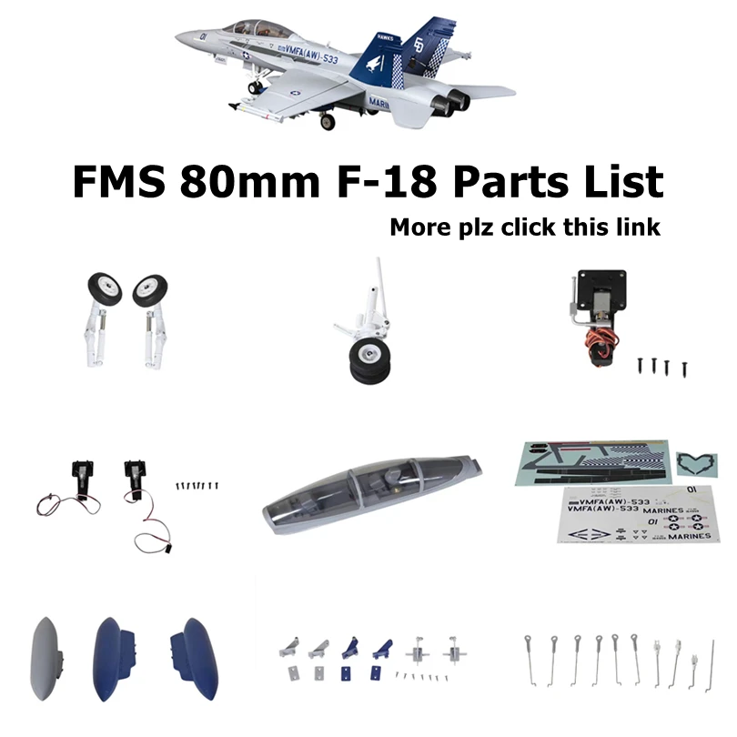 FMS 80mm F18 F-18 EDF Ducted Fan Jet Parts Retract Landing Gear Set System Motor ESC RC Airplane ...