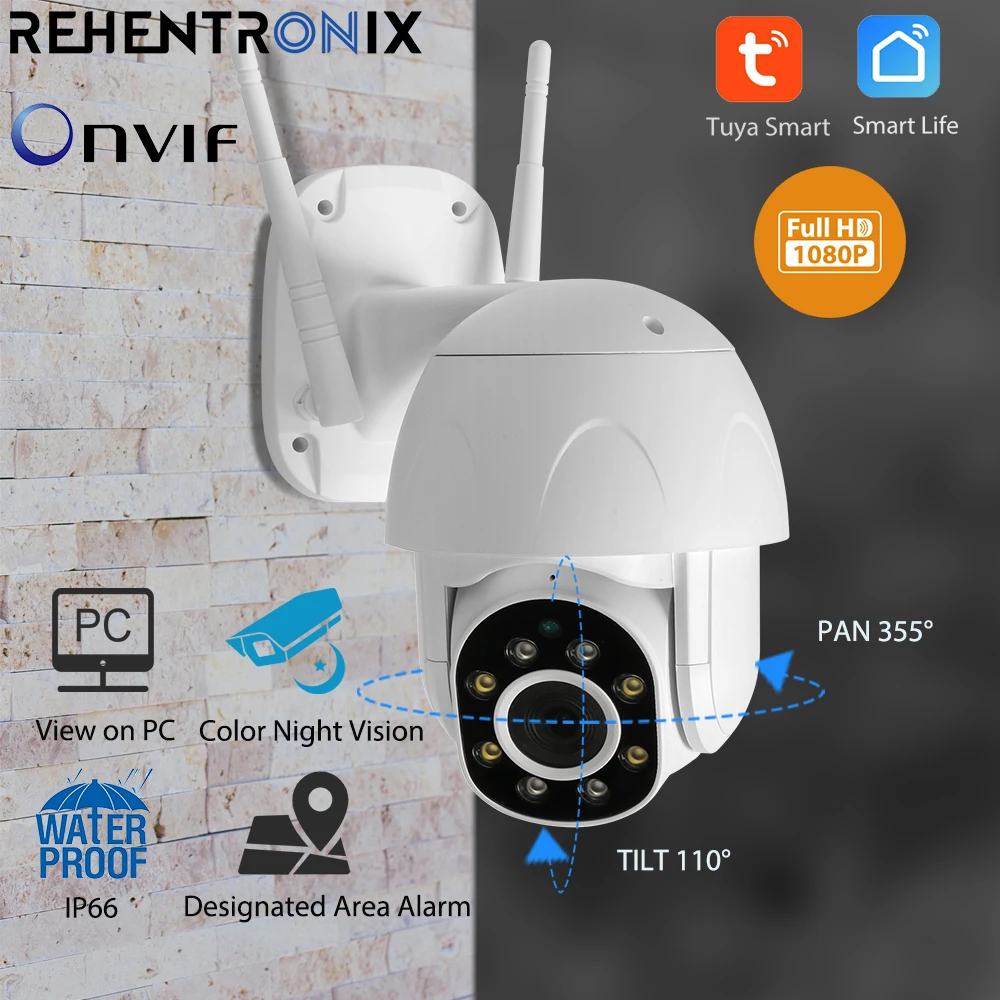 Tuya 1080P PTZ Wifi IP Camera Outdoor WiFi Dome Security Camera with ...
