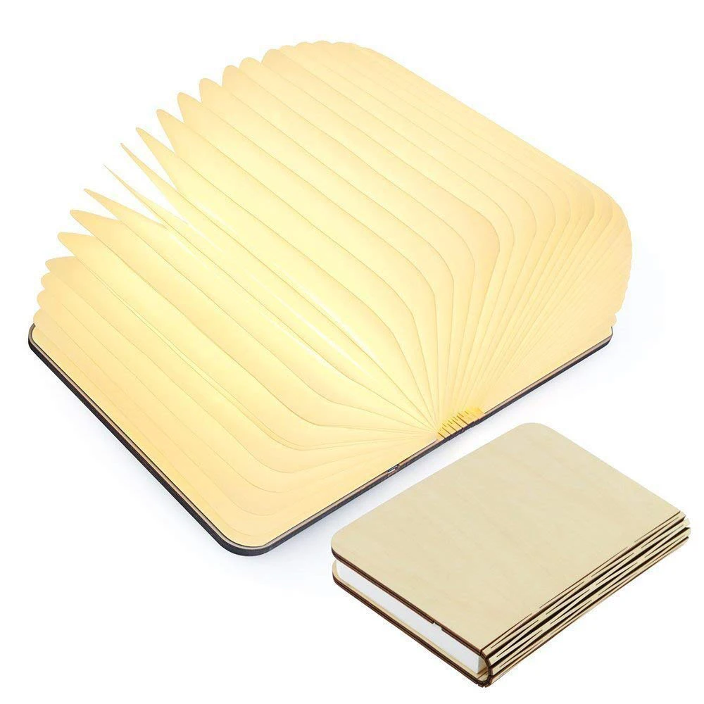 Wooden Book Lamp, Mini Folding Light Usb Rechargeable Lithium Batteries ...