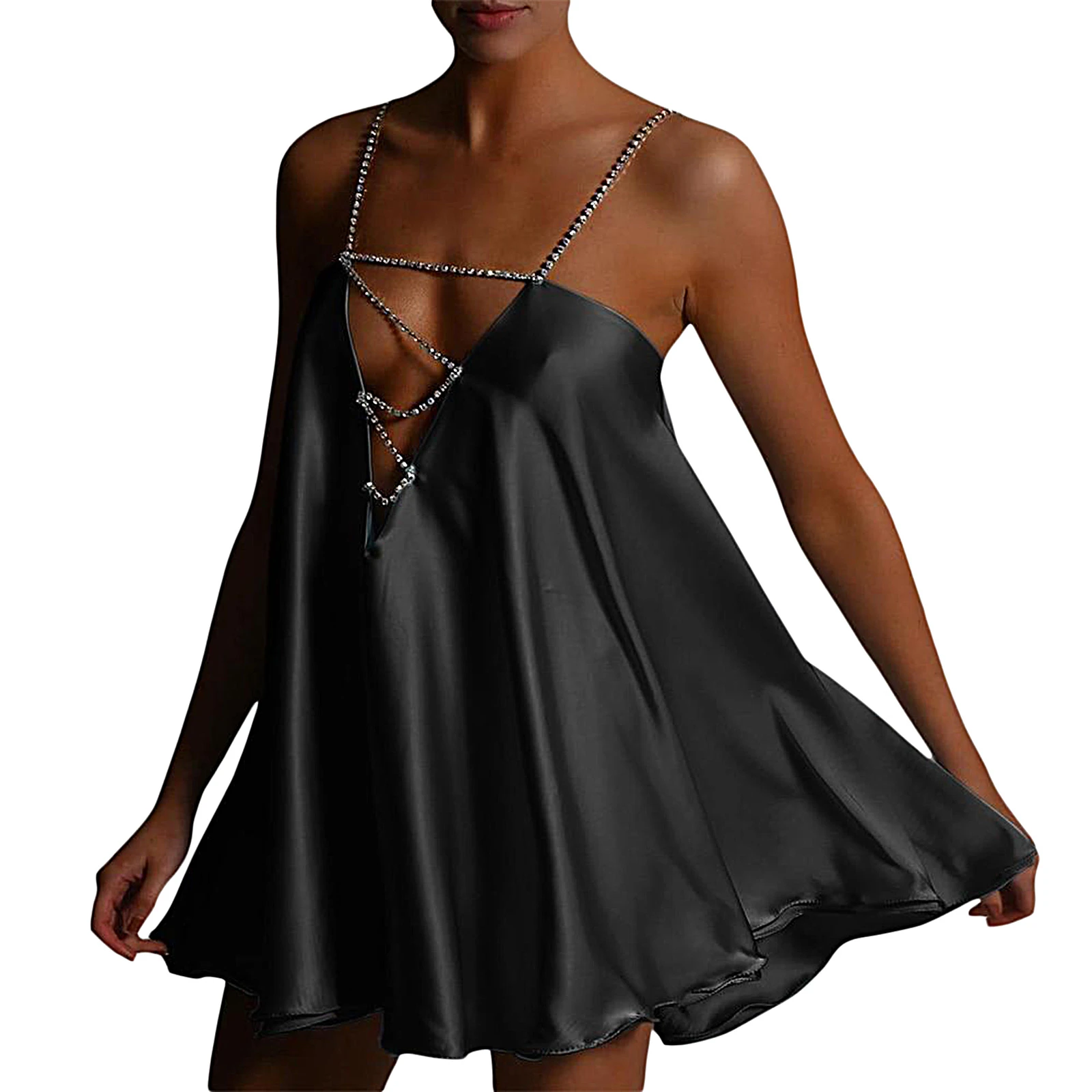 Sexy Suspender Dresses Women’s Casual Chain Suspender Short Dress ...