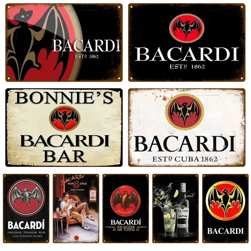 Bacardi-Bier-Zinn-Zeichen-Plaque-Metall-Zeichen-Bar-Poster-Room-Home ...