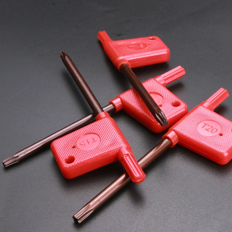T5 T6 T7 T8 T9 T10 T15 T20 Screw Key Red Flag Keys Of Clubs Wrench Plum ...
