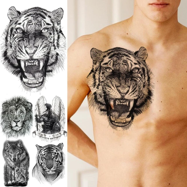 Tribal Tiger Chest Tattoo