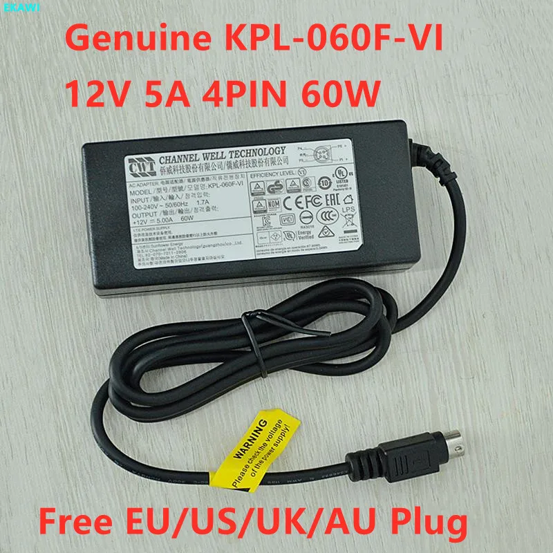Original CWT KPL-060F KPL-060F-VI 12V 5A 4PIN 60W Power AC Adapter For HIKVISION 7816HW 7808HW ...