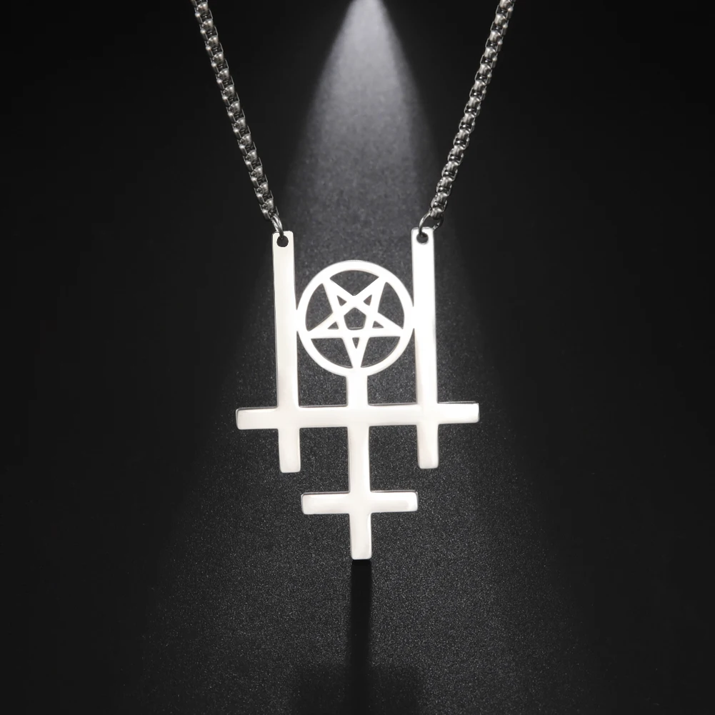 My-Shape-Triple-Inverted-Cross-Pendant-Necklace-for-Men-Satan-Occult ...