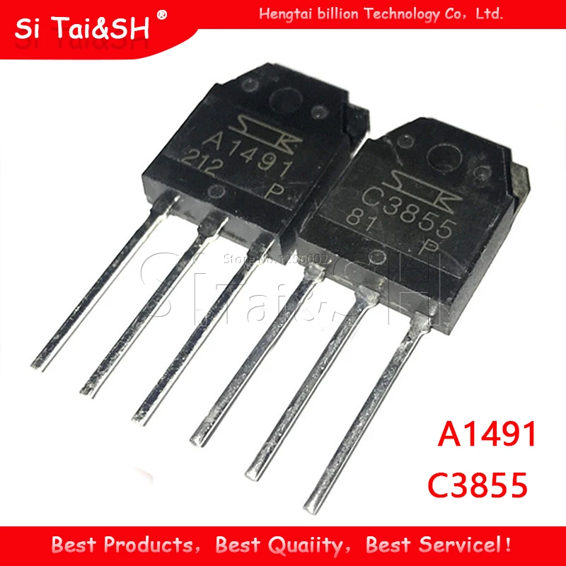2PCS A1491 C3855 (1PCS = 2SA1491 1PCS = 2SC3855) PNP TO 3P 200V 10A 집적 ...