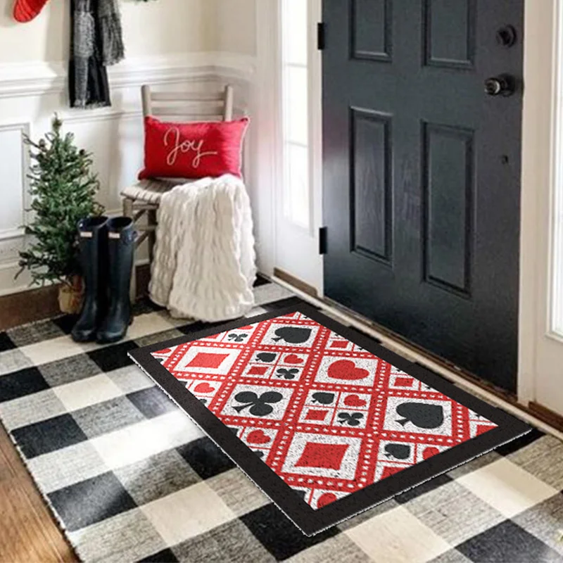 Extra-Durable-Front-Door-Mat-Black-Poker-Rug-Entry-Non-Slip-Dust-proof ...