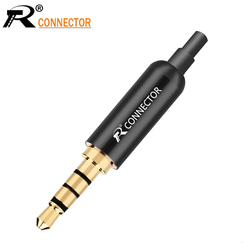 1pc Aluminum 3.5mm Jack 4Pole Gold plated Earphone Adapter with Tail ...