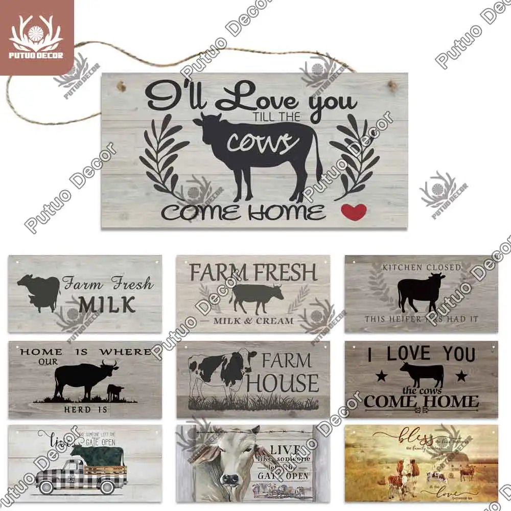Putuo-Decor-Farmhouse-Decorative-Plaque-Farm-Signs-Wooden-Hanging ...