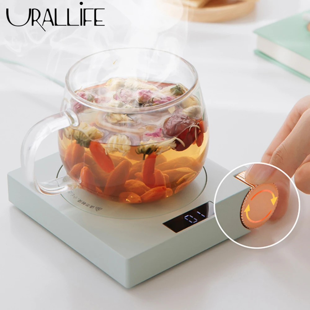 Uareliffe 스마트 난방 컵 받침 사무실 커피 잔 따뜻한 겨울 우유 차 물 컵 따뜻한 온수 패드 온도 조절 머그잔 코스터