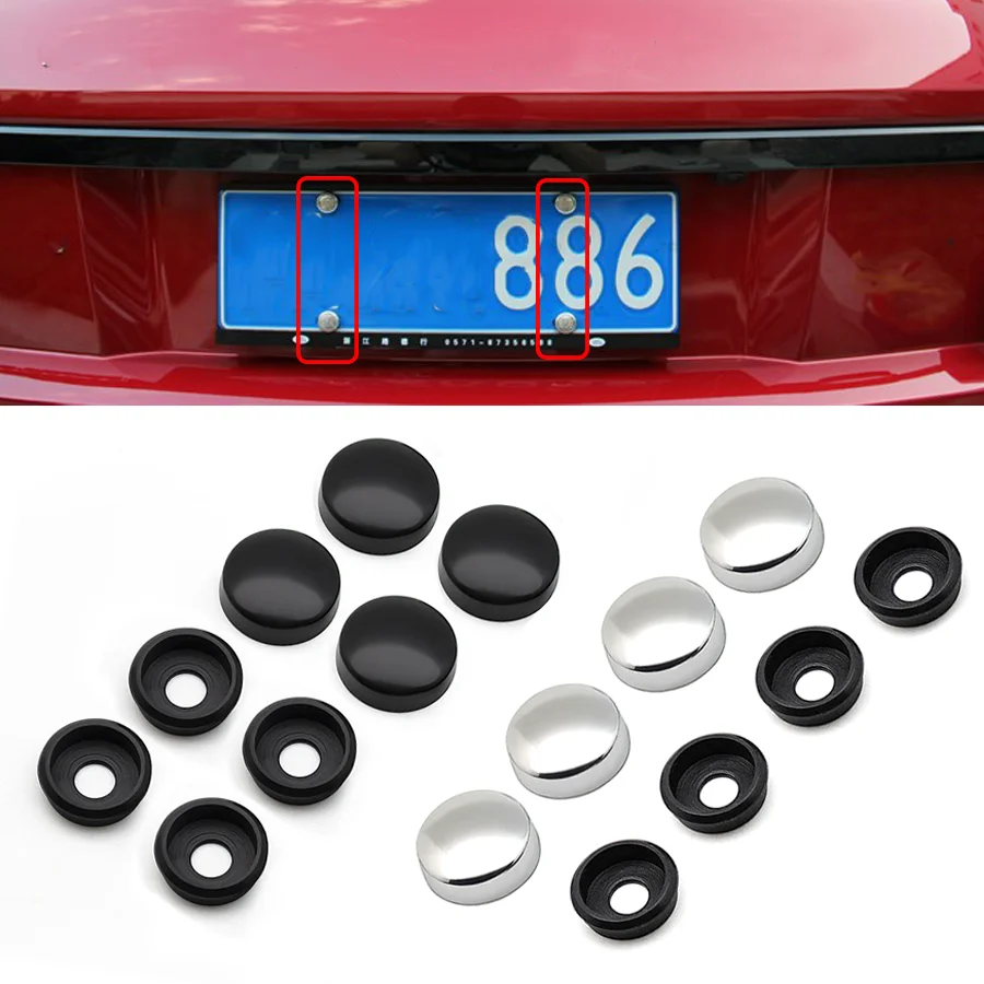 4pcs Silver Chrome Black Screw Nut Cap Bolt Cover Set For Car Truck ...