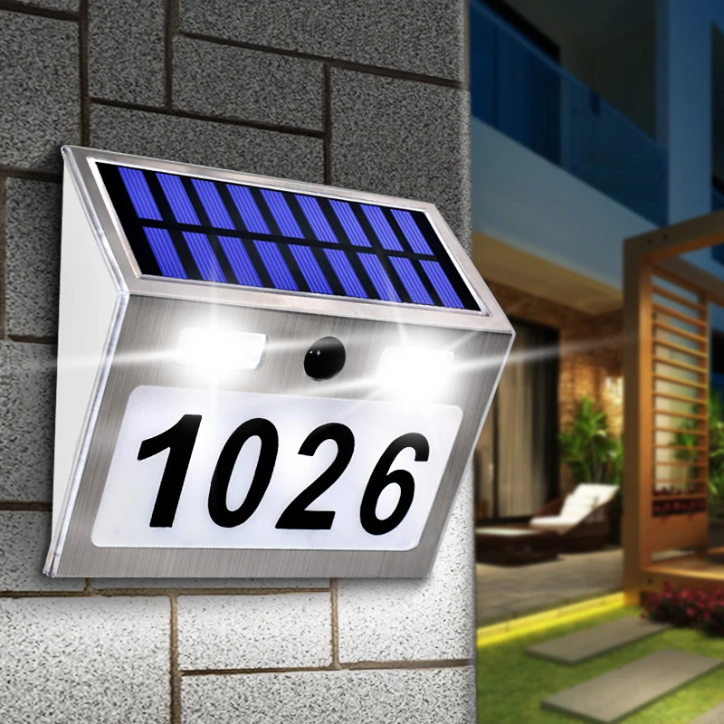 Solar House Number Plaque Light With 200lm Motion Sensor Led Lights ...