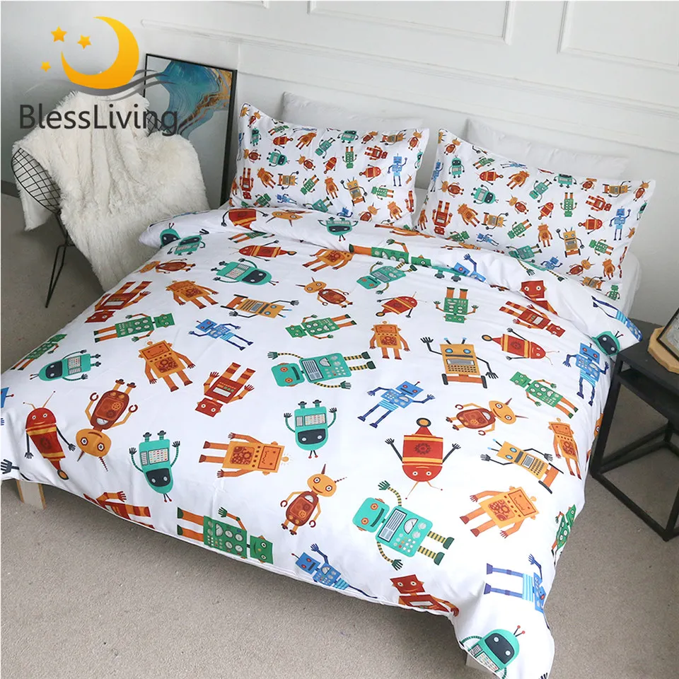 BlessLiving-Robots-Bedding-Set-for-Children-Teens-Colorful-Toys ...
