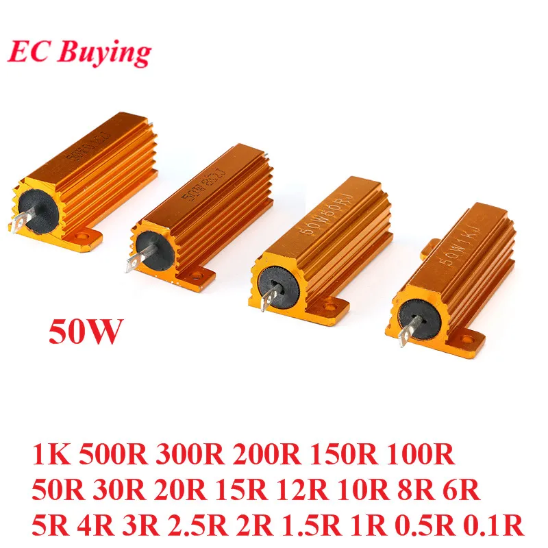 RX24-50W-Watt-Power-Cooling-Metal-Shell-Aluminium-Gold-Resistor-1K-500R ...