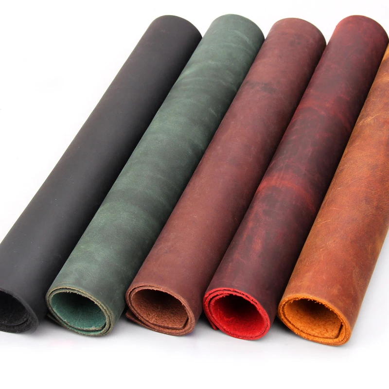 1pc Crazy Horse Skin Cowhide Leather 2.0mm Vegetable Tanned Leather Wax ...