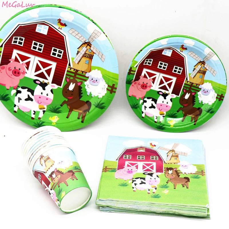Party Tableware Paper, Party & Kids Straws Pack of 25 Farm Animal ...