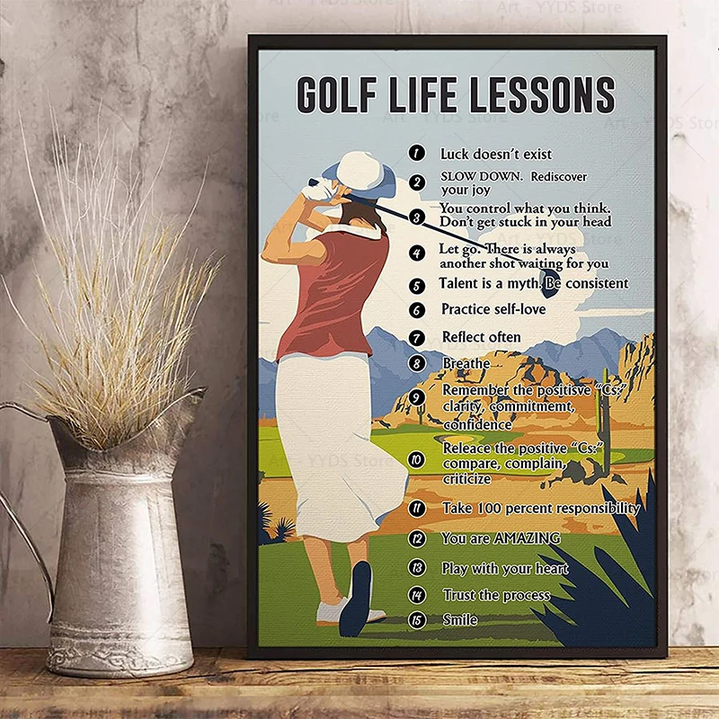 Golf-Golfer-Golfing-Girl-Poster-Golf-Life-Lessons-Poster-Wall-Art-Print ...