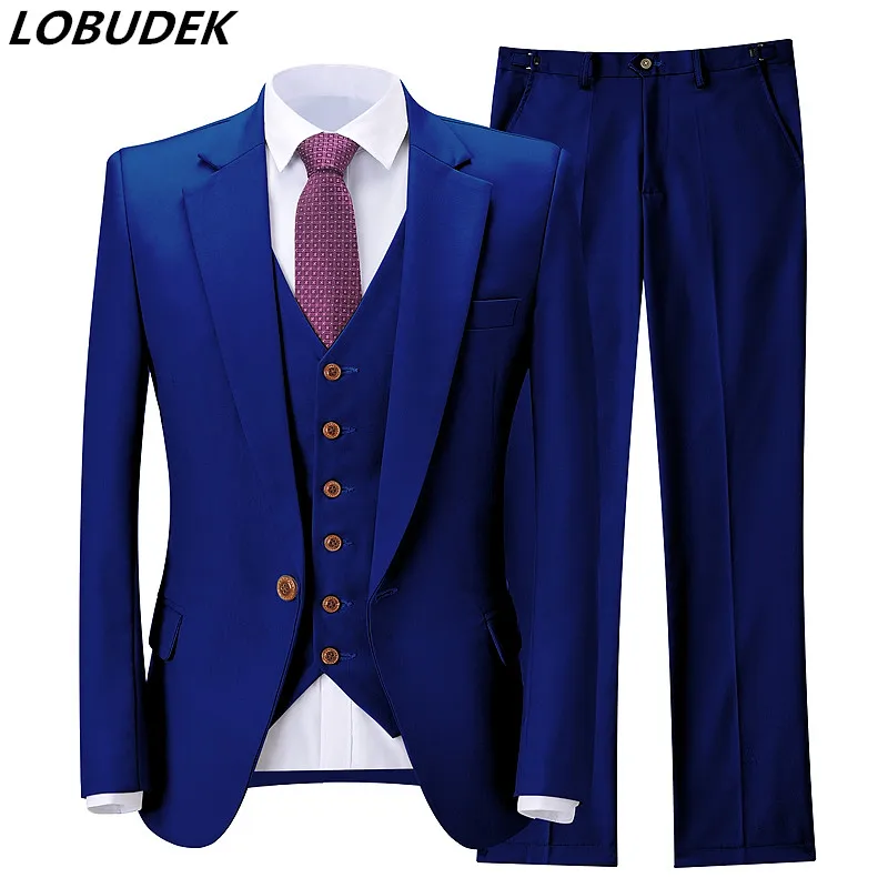 Masculino terno formal 3 peças moda magro negócios noivo smoking ternos ...