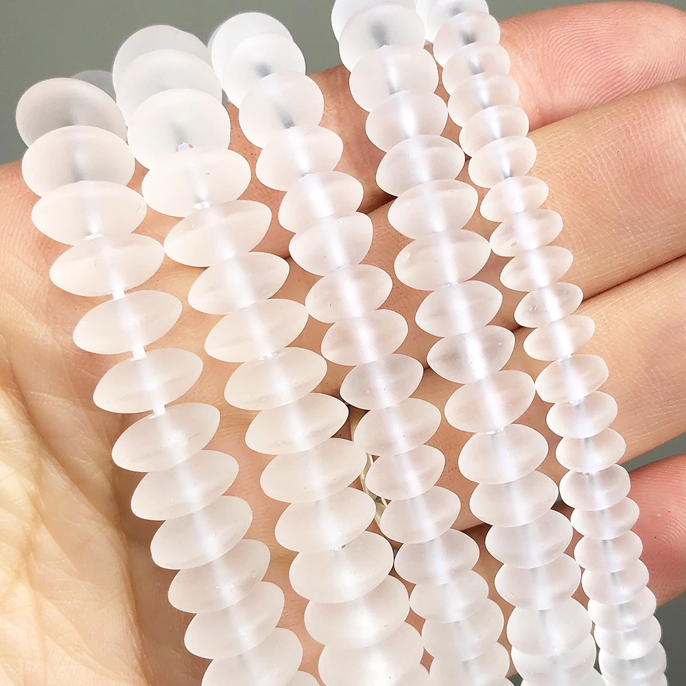 Matte Frosted White Quartz Crystal Rondelle Beads 6 8 10mm Round Loose ...