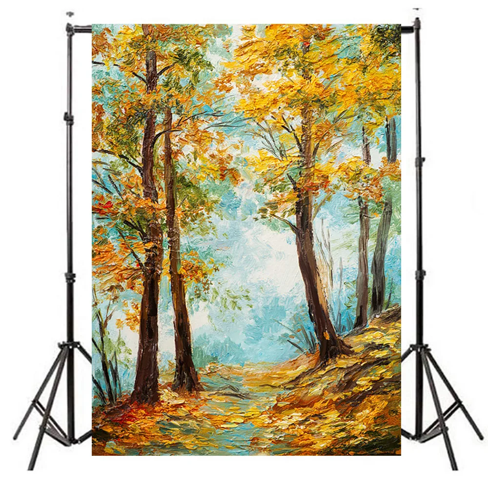 Mocsicka Fall Photography Backdrops Oil Painting Yellow Maple Forest ...