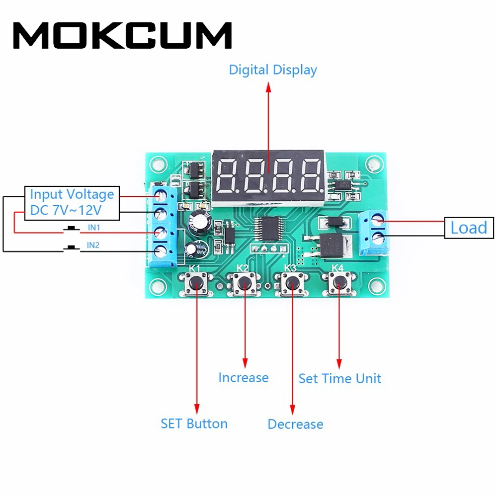 Dc 12v 24v 10a Mos Fet Trigger Switch Drive Module Led Digital Time ...