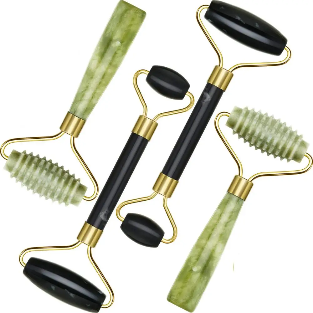 Jade Roller Facial Ridged Roller Skin Massage Tools Anti Aging And ...