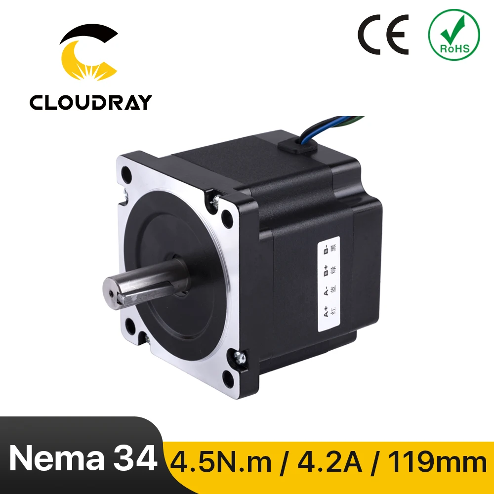 Nema 34 Stepper Motor 119mm 4.5Nm 4.2A with Brake Keyway Shaft 2 Phase ...