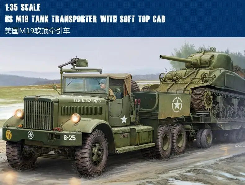 Trumpeter 63502 1/35 Tank Us M19 Tank Transporter With Soft Top Cab ...