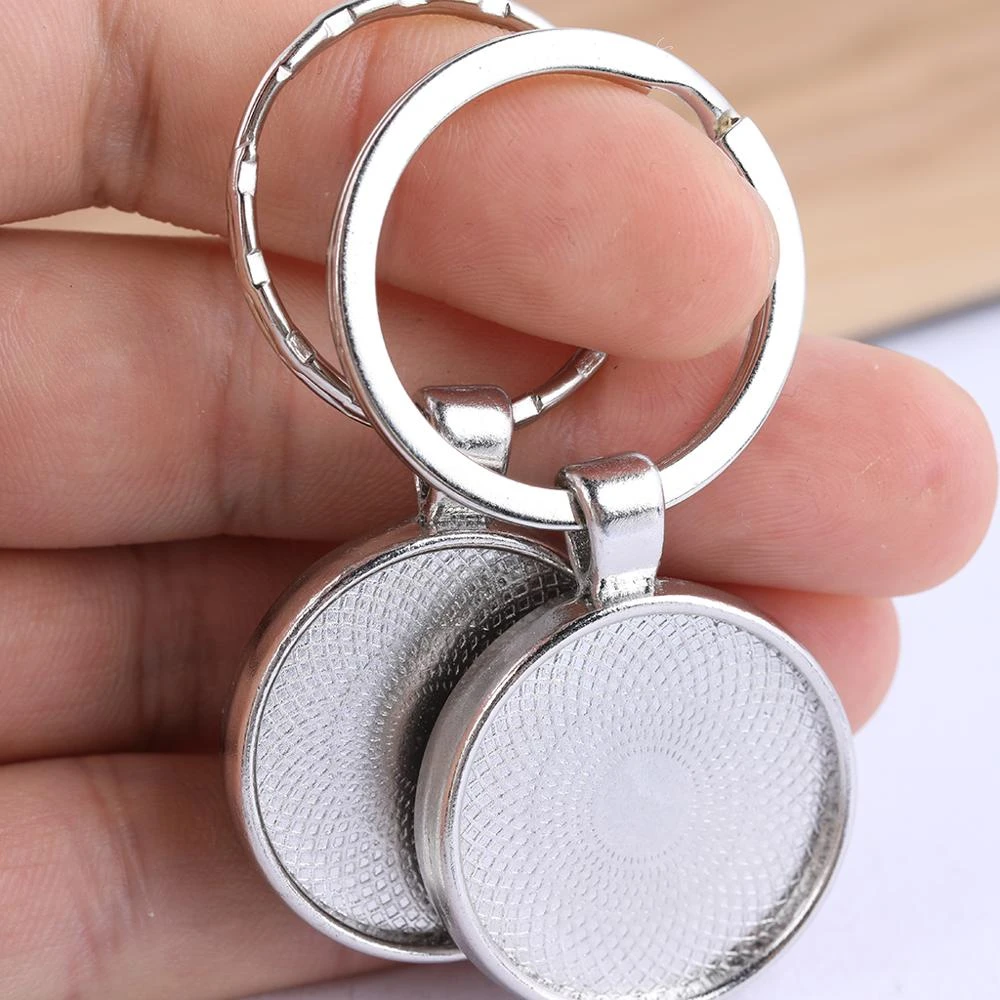 5pcs Double Side 25mm Cabochon Keychain Base Settings Diy Blank Key ...