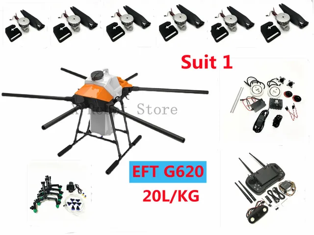 EFT G620 Six-Axis 20L 20KG Agricultural Spray Drone 8L Pump K3A PRO K+ ...