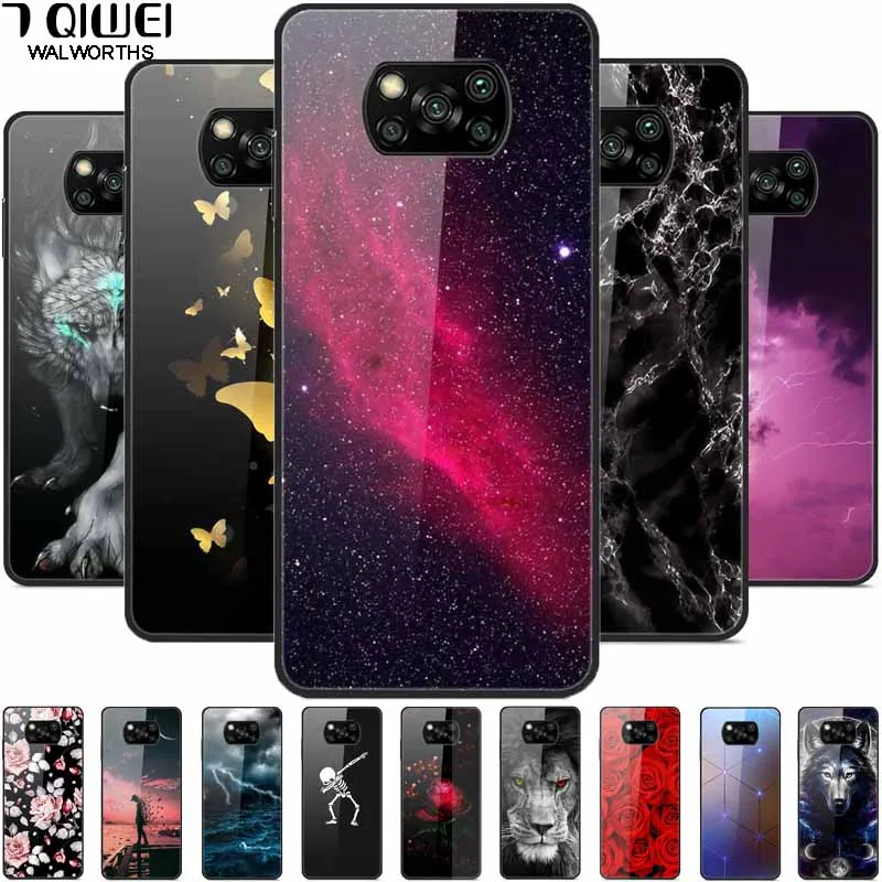 Capa dura de vidro temperado para poco x3 pro caso luxo paisagem ...