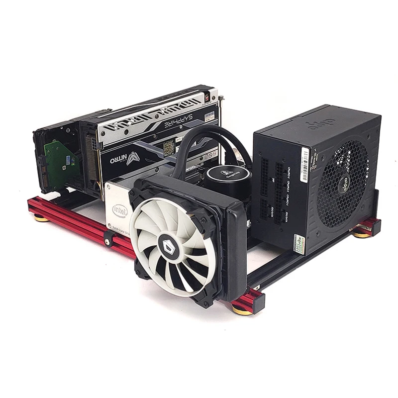 맞춤형 DIY 미니 ATX 컴퓨터 케이스, 수평 게이밍 데스크 랙 타워, MATX ITX 마더보드 PC 케이스 랙, 워터 쿨러 ...