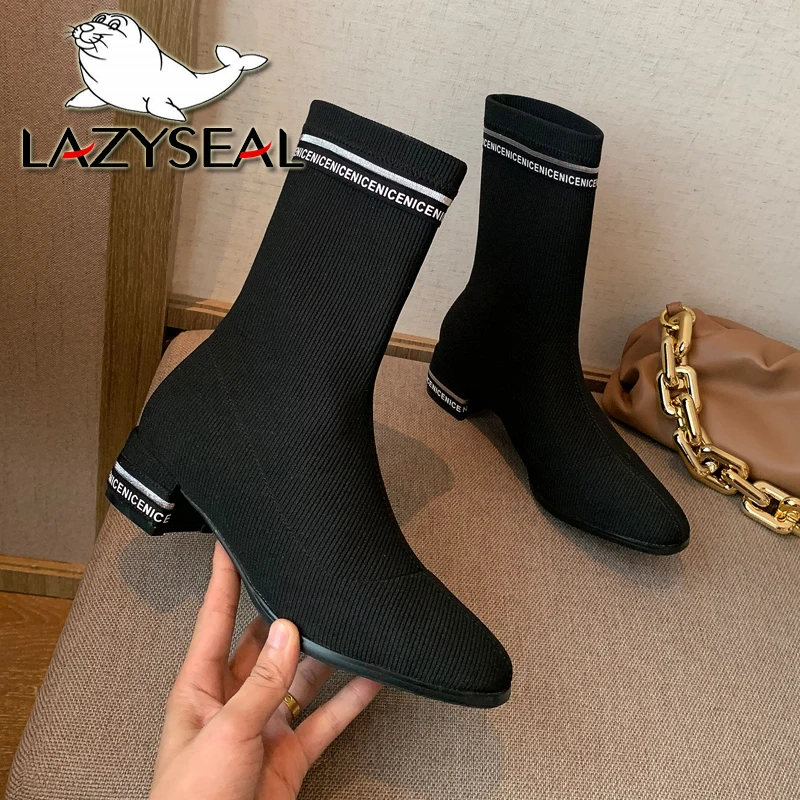 LazySeal-Botas-de-tela-el-stica-para-mujer-zapatos-de-media-pantorrilla ...