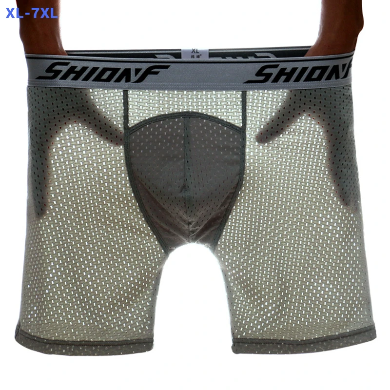 Shionf Long Boxer Men Cuecas Mesh Breathable Underwear Male Underpants ...